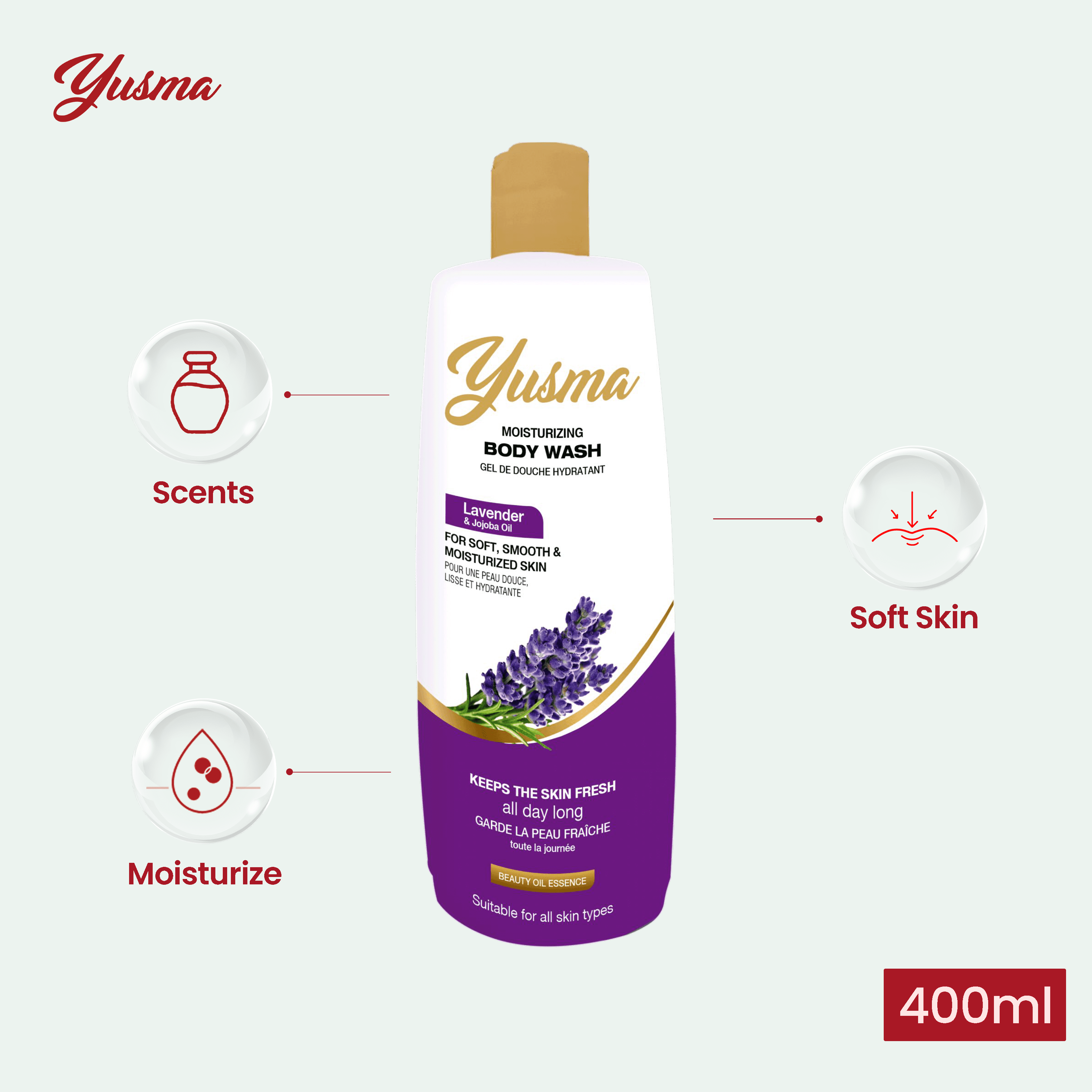 Yusma Bodywash Lavender For Soft, Moisturized & Glowing Skin
